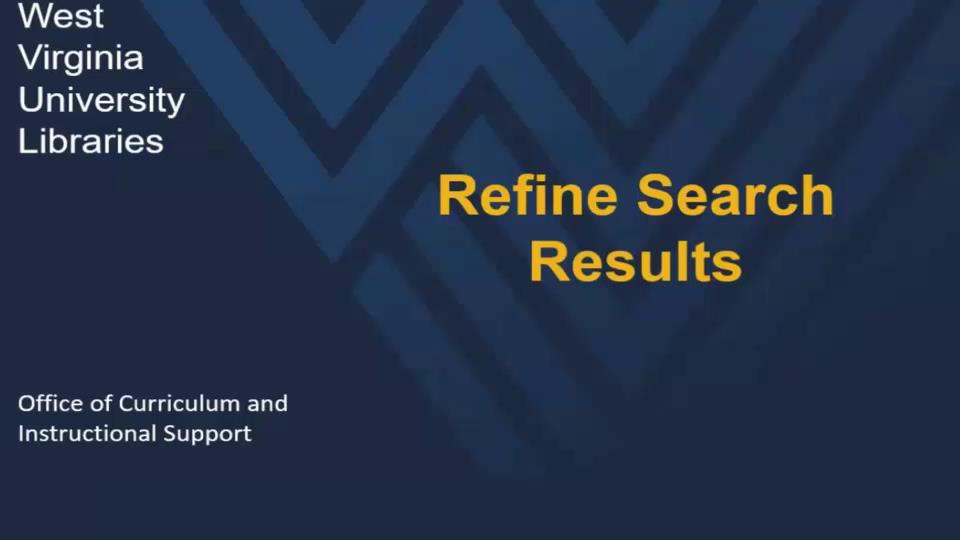 Refining your Search Results